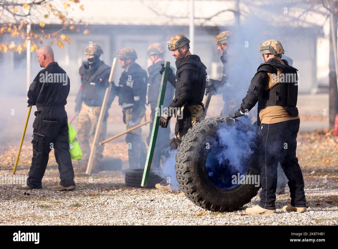 Soldiers are seen during the exercise "Rapid Response 2022", which is ...