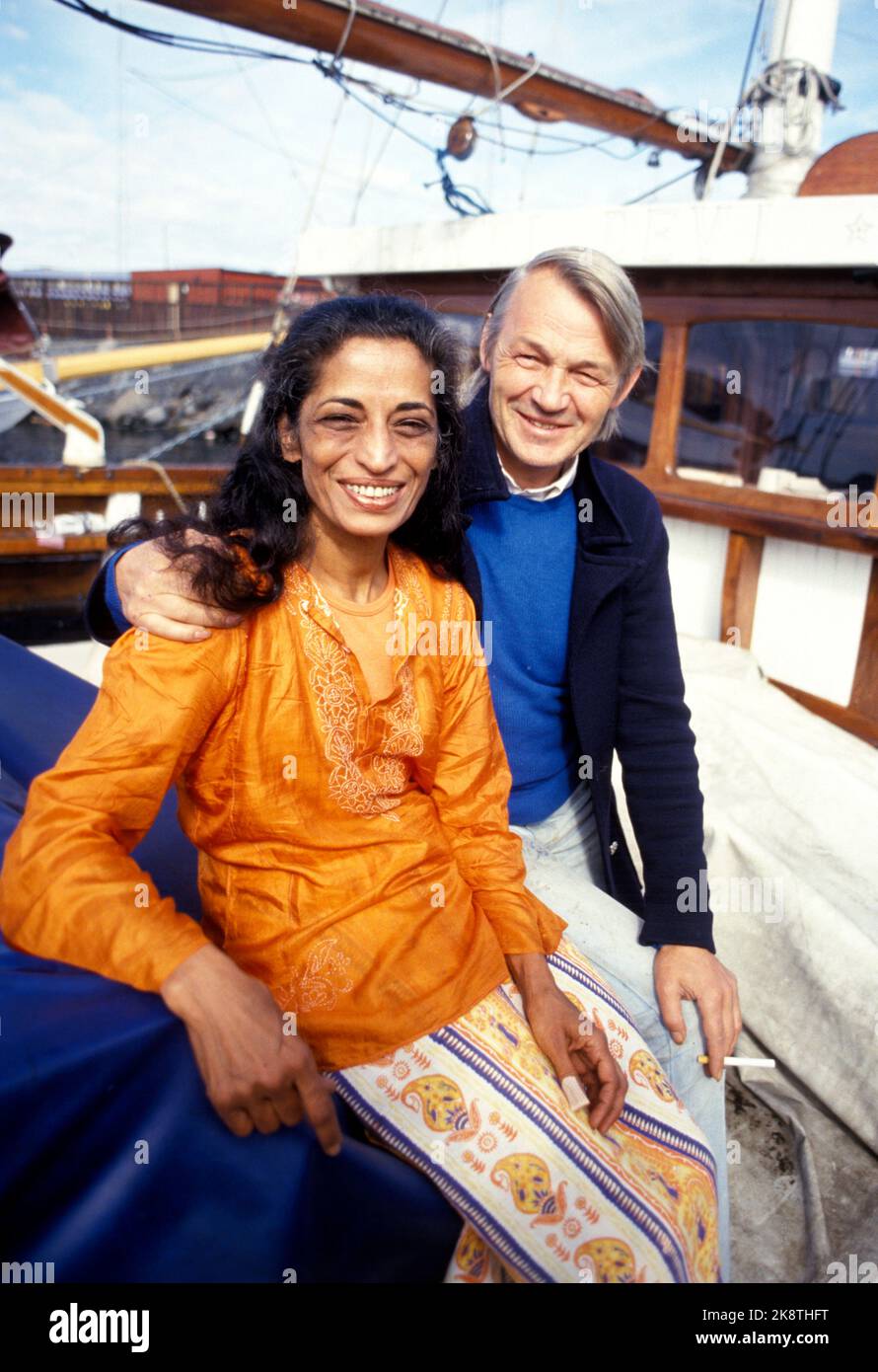 Oslo 1986-08-06 Author Axel Jensen with his wife Prathiba Jensen on ...