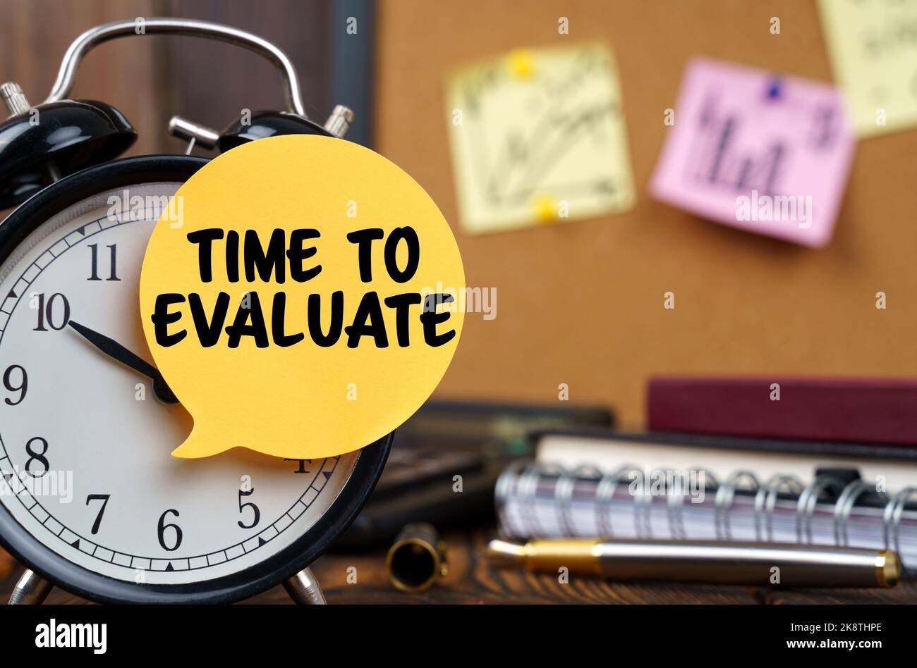 Business concept. The alarm clocks have a sticker with the inscription ...