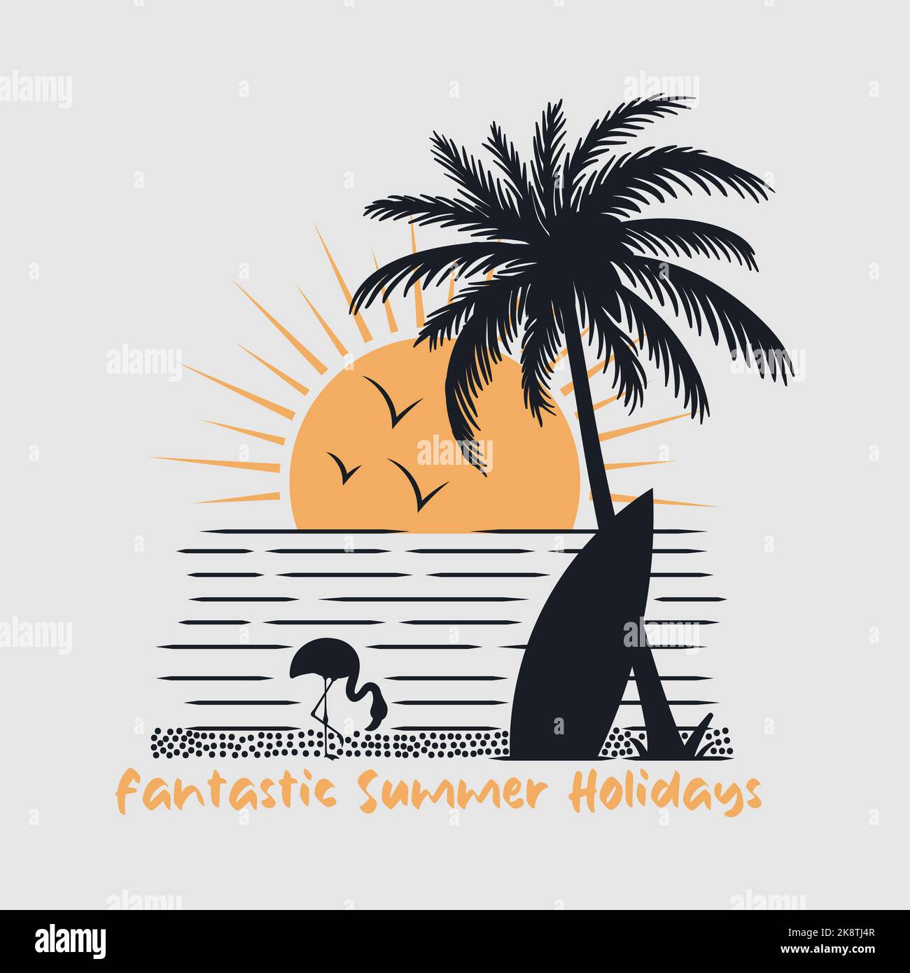 Fantastic summer holidays. Summer theme design illustration. Editable ...