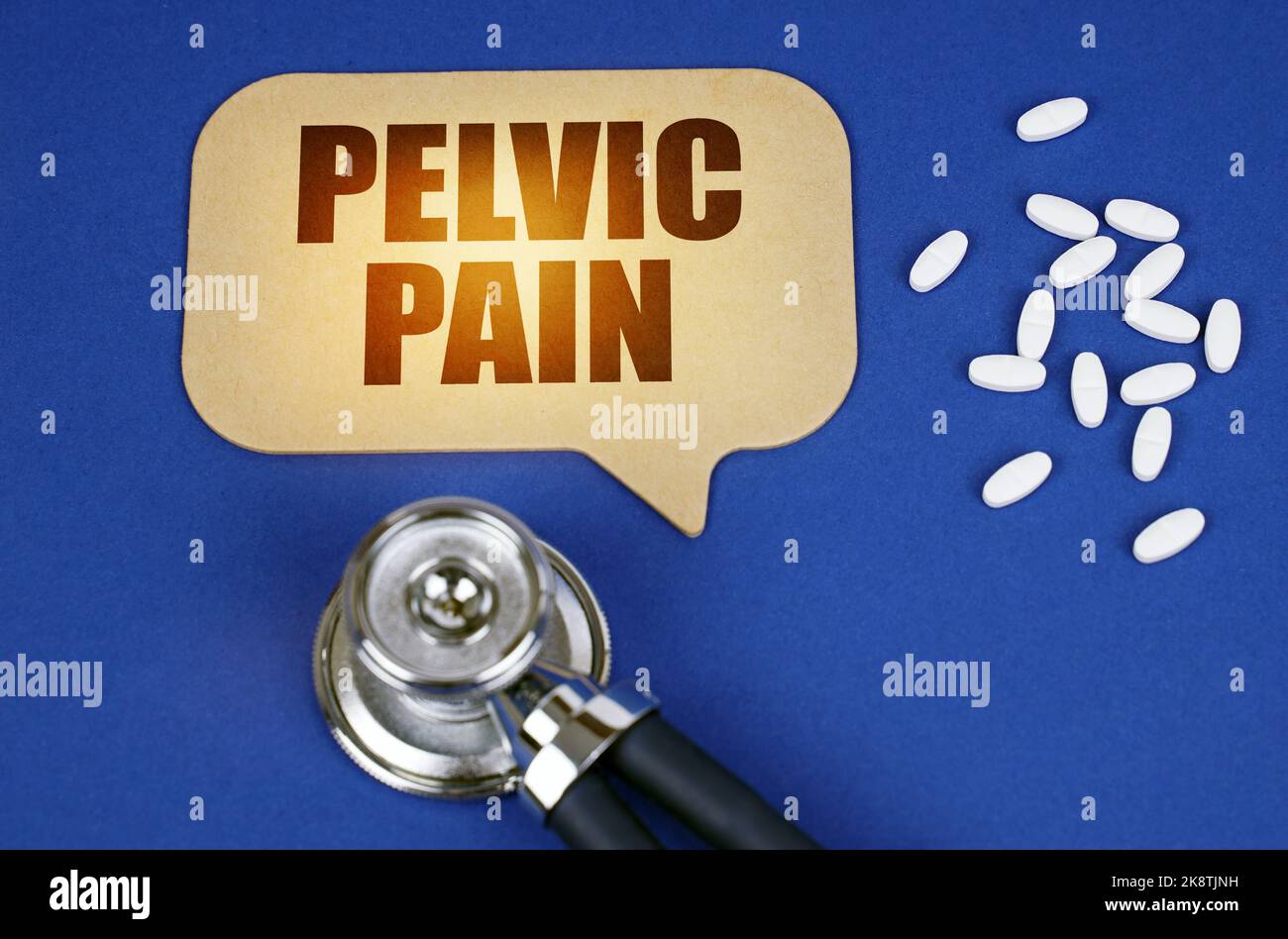 Medical concept. On the blue surface of the tablet, a stethoscope and a ...