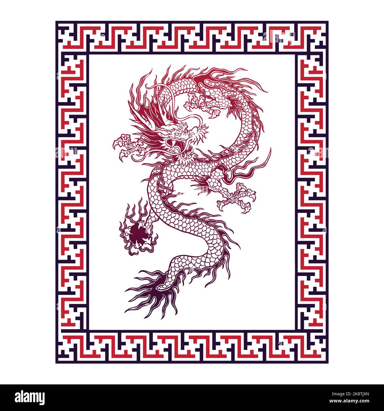 Traditional ancient dragon artwork design. Editable, resizable, EPS 10 ...
