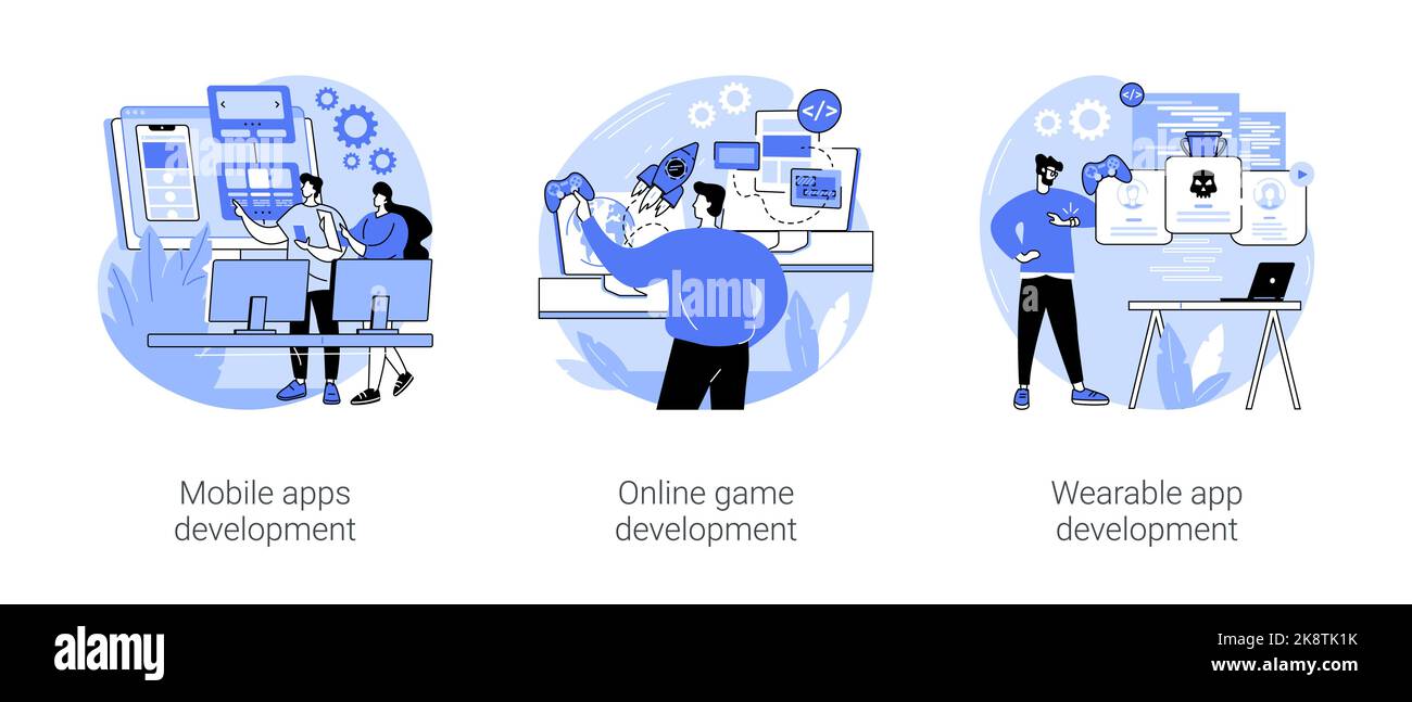 Application development isolated cartoon vector illustrations se Stock ...