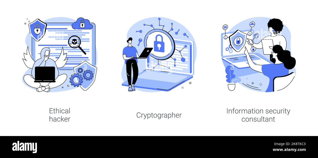 Information technology security isolated cartoon vector illustrations ...