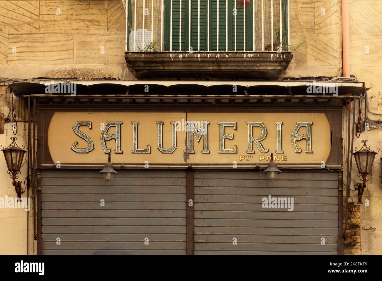 Salumeria shop sign, Naples, Italy Stock Photo - Alamy