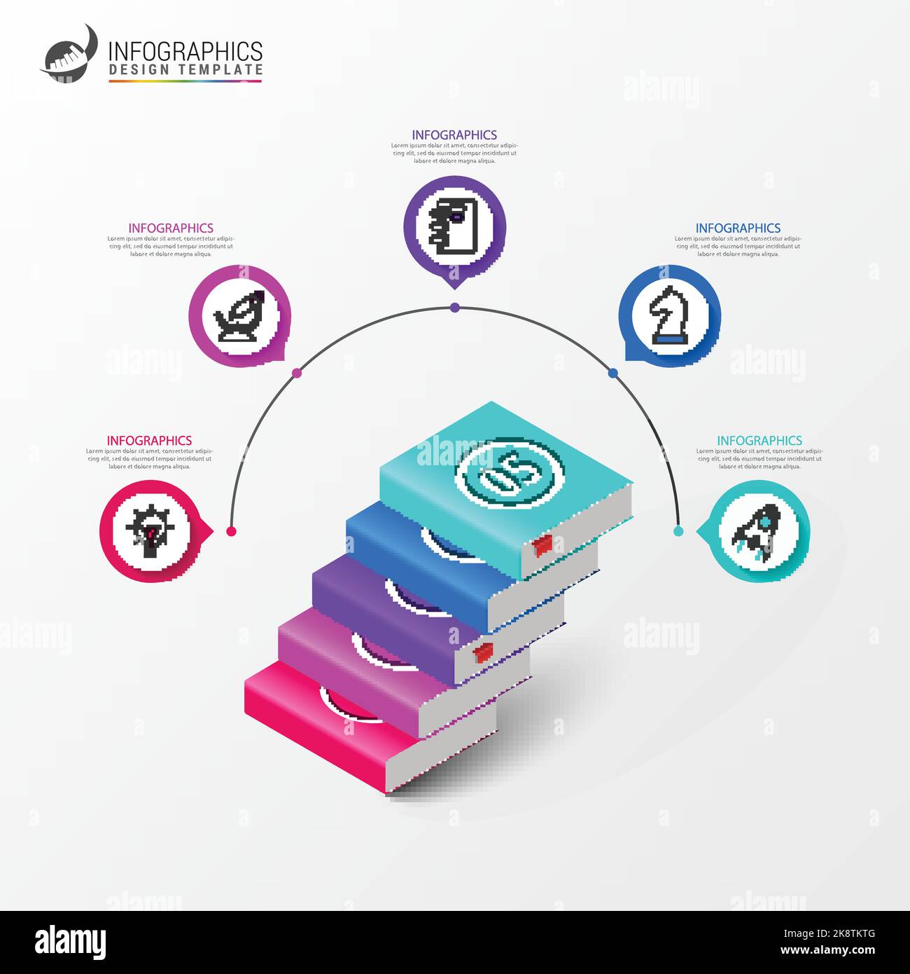 Infographic design template. Creative concept with 5 steps. Can be used ...