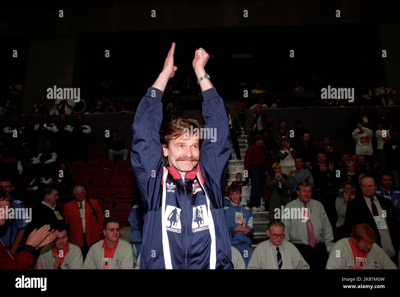 Oslo 19931124: A happy coach Sven Tore Jacobsen during the Handball ...