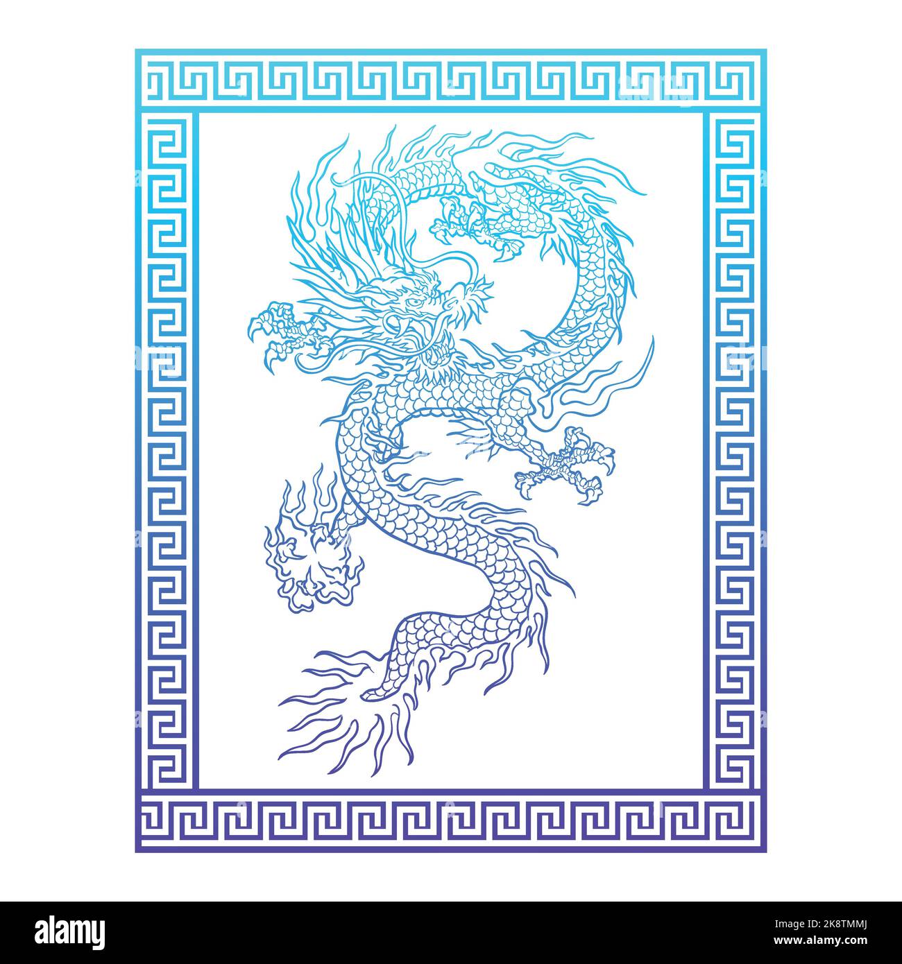 Traditional ancient dragon artwork design. Editable, resizable, EPS 10 ...