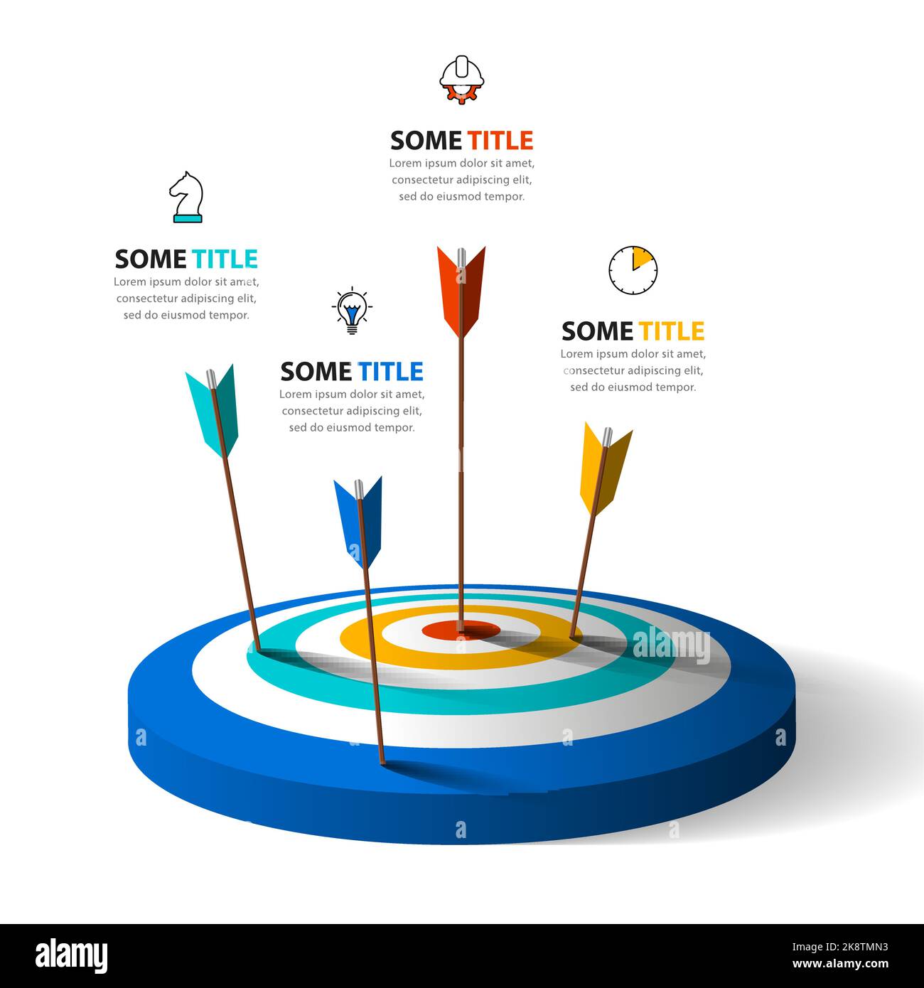 Infographic template with icons and 4 options or steps. Target. Can be ...