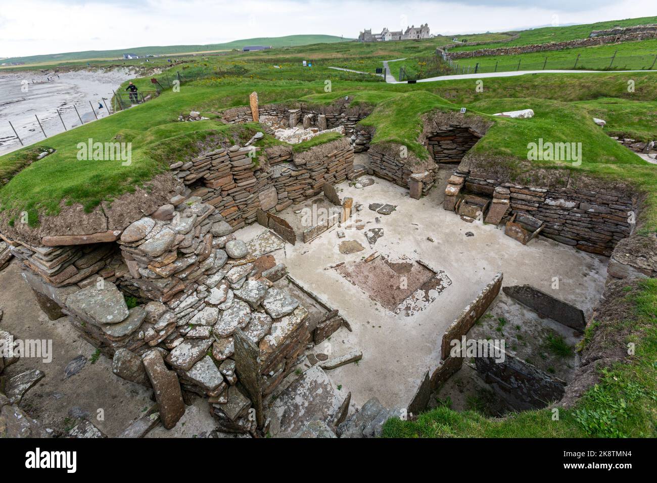 Skara Brae, stone-built Neolithic settlement, located on the Bay of ...