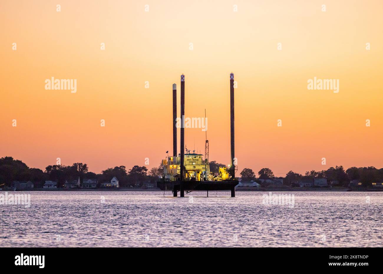 Aries Marine, Ram VII lift boat off the coast of Greennport, NY Stock ...