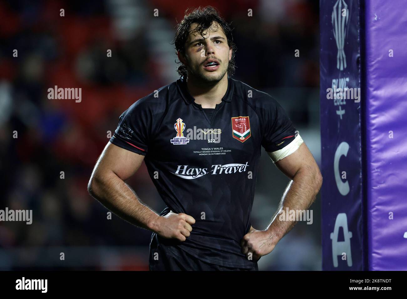 Wales' Josh Ralph looks dejected during the Rugby League World Cup ...