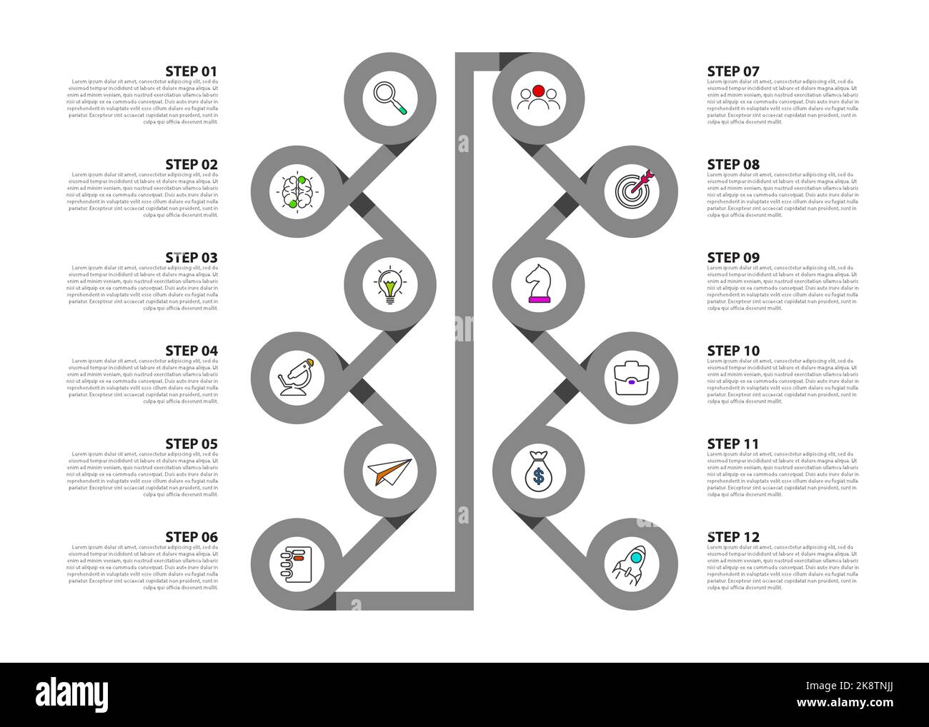 Infographic design template. Timeline concept with 12 steps. Can be ...