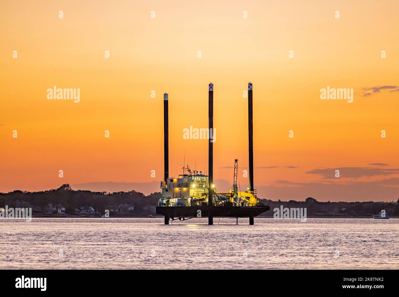 Aries Marine, Ram VII lift boat off the coast of Greennport, NY Stock ...