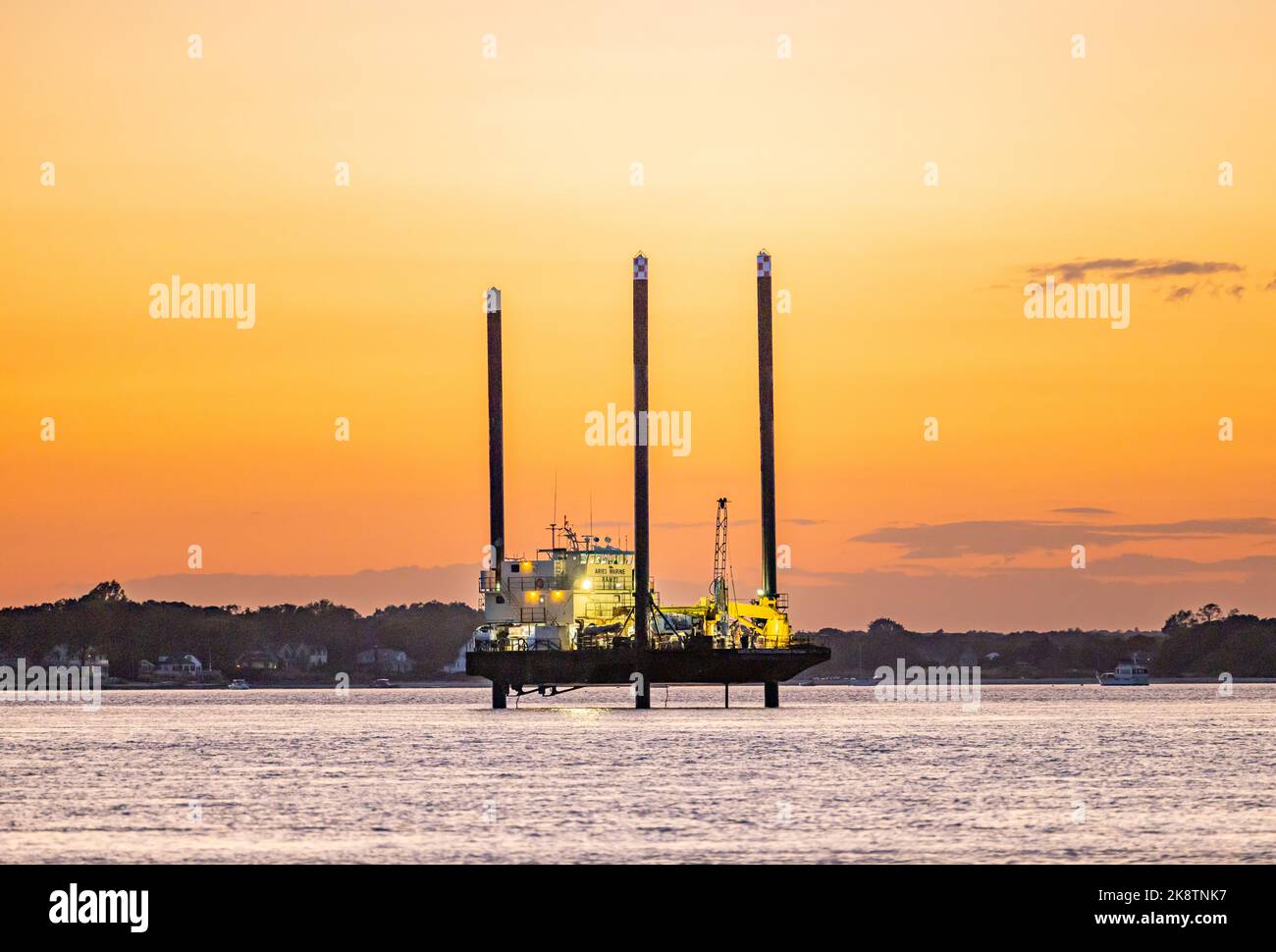 Aries Marine, Ram VII lift boat off the coast of Greennport, NY Stock ...