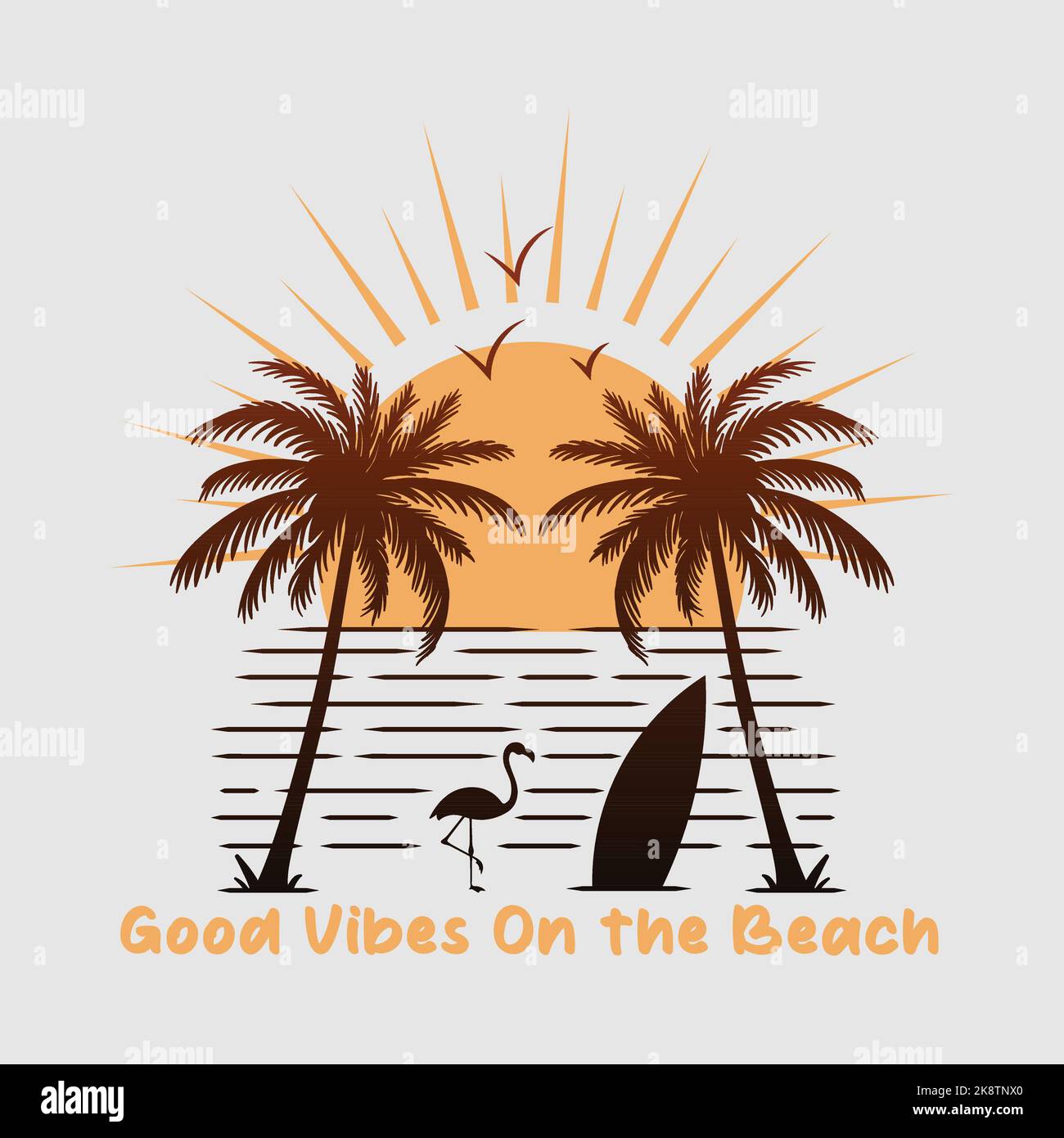 Good vibes on the beach. Summer theme illustration. Editable, vector ...