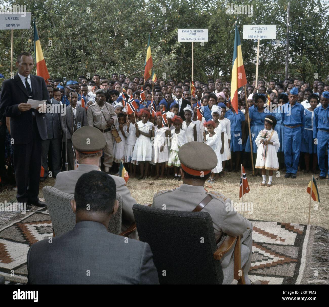 Ethiopia January 1966 King Olav (sitting TV in light uniform) on ...