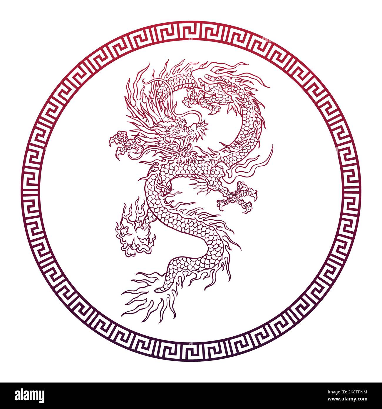 Traditional ancient dragon artwork design. Editable, resizable, EPS 10 ...