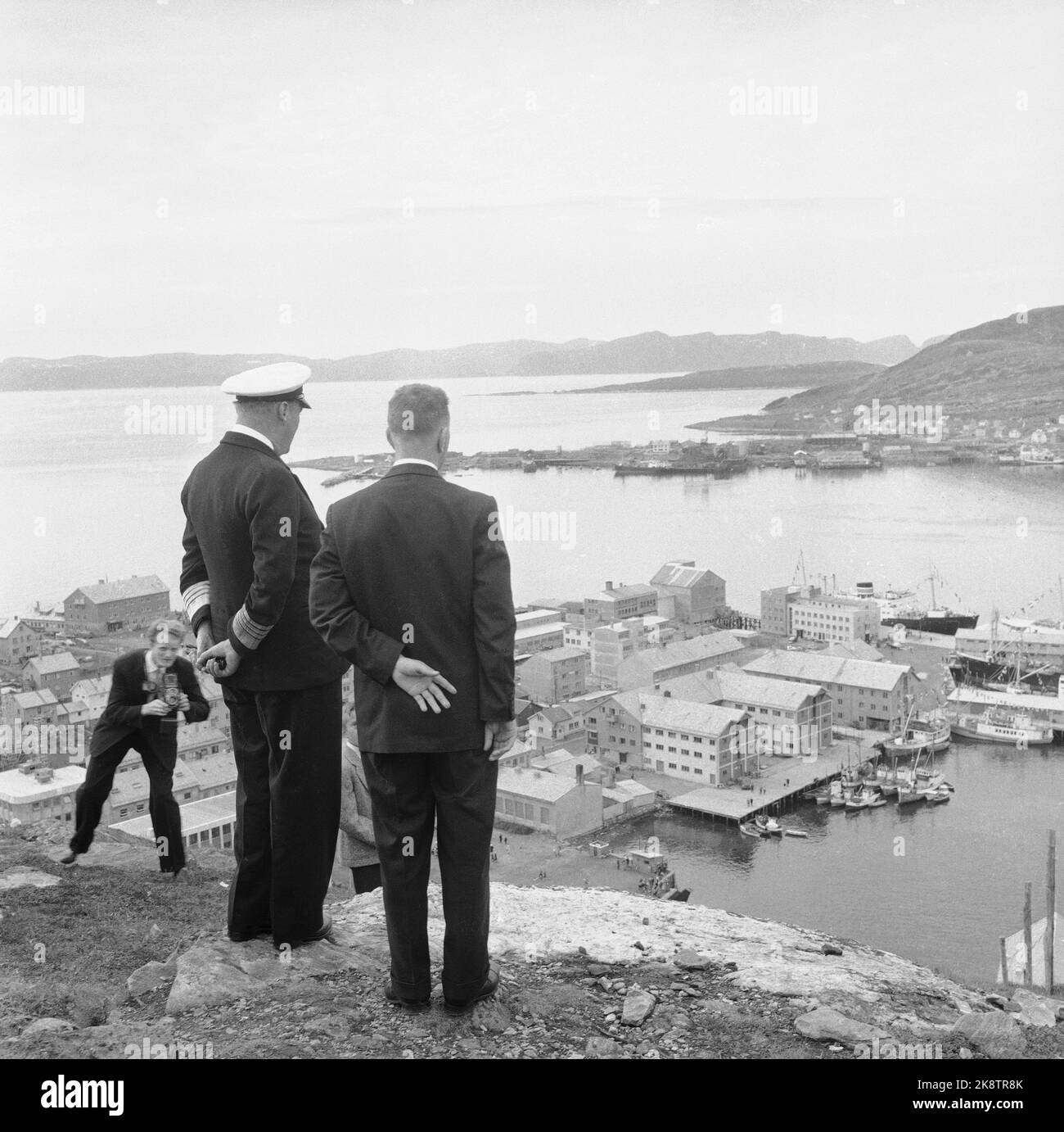 Hammerfest July 25, 1959. King Olav and Princess Astrid visit Northern ...
