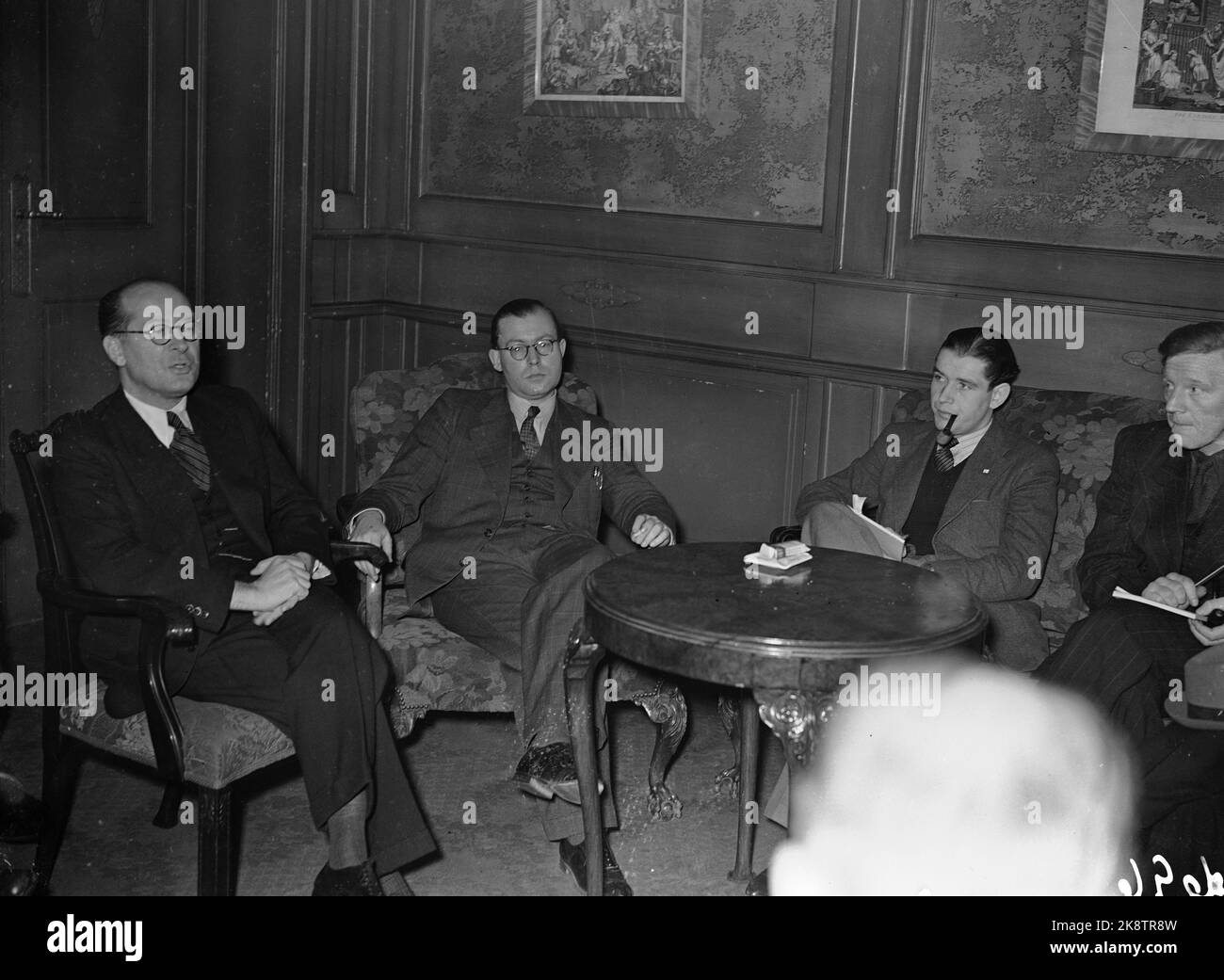 WW2 Oslo 19411219 Secretary General Karl Melzer holds a press ...
