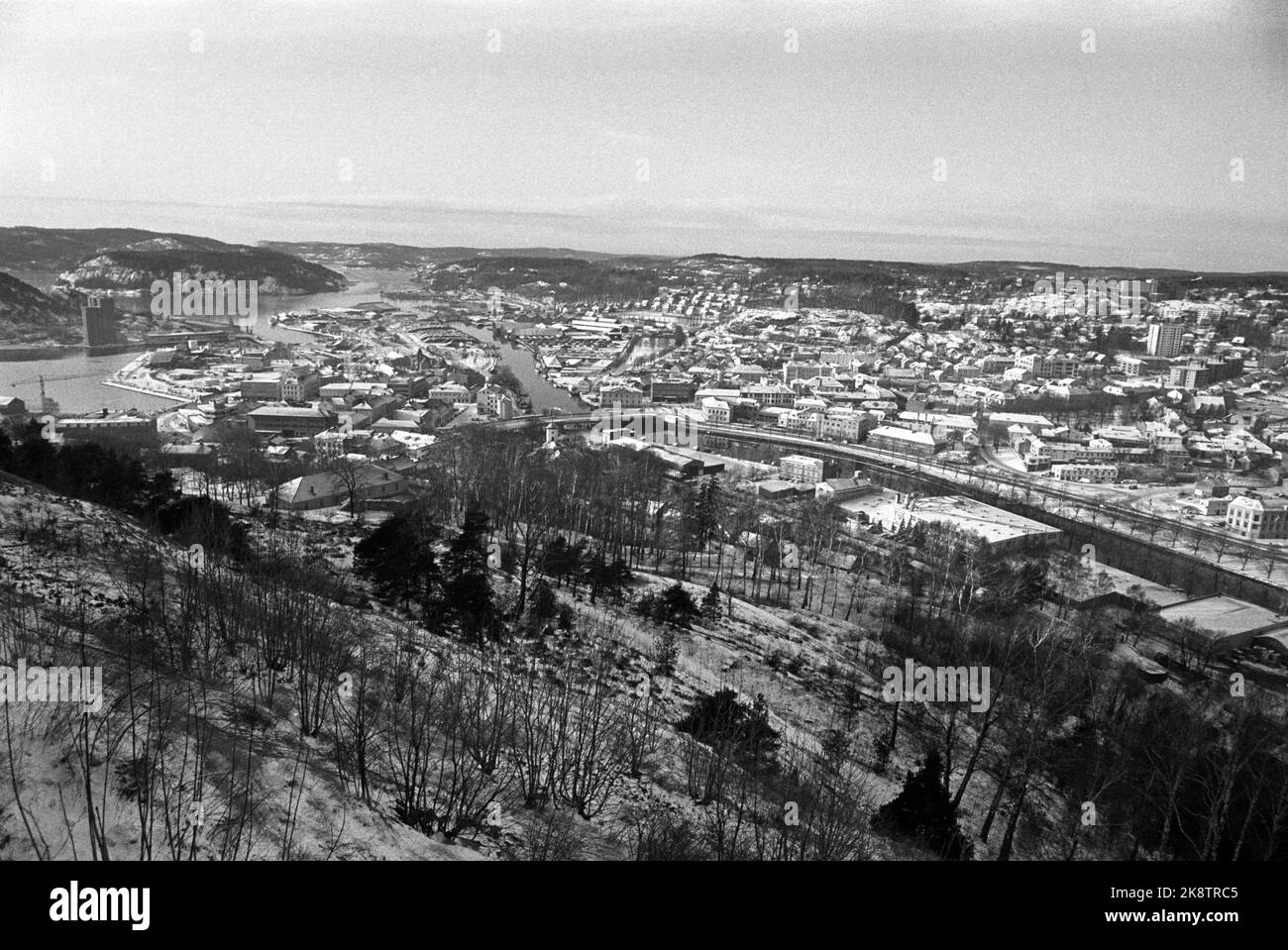 Halden 19830119 Overview of the city of Halden in winter. Photo: Henrik ...