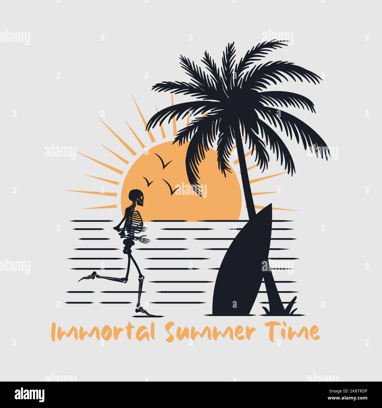 Immortal summer time. Summer theme design illustration. Editable ...