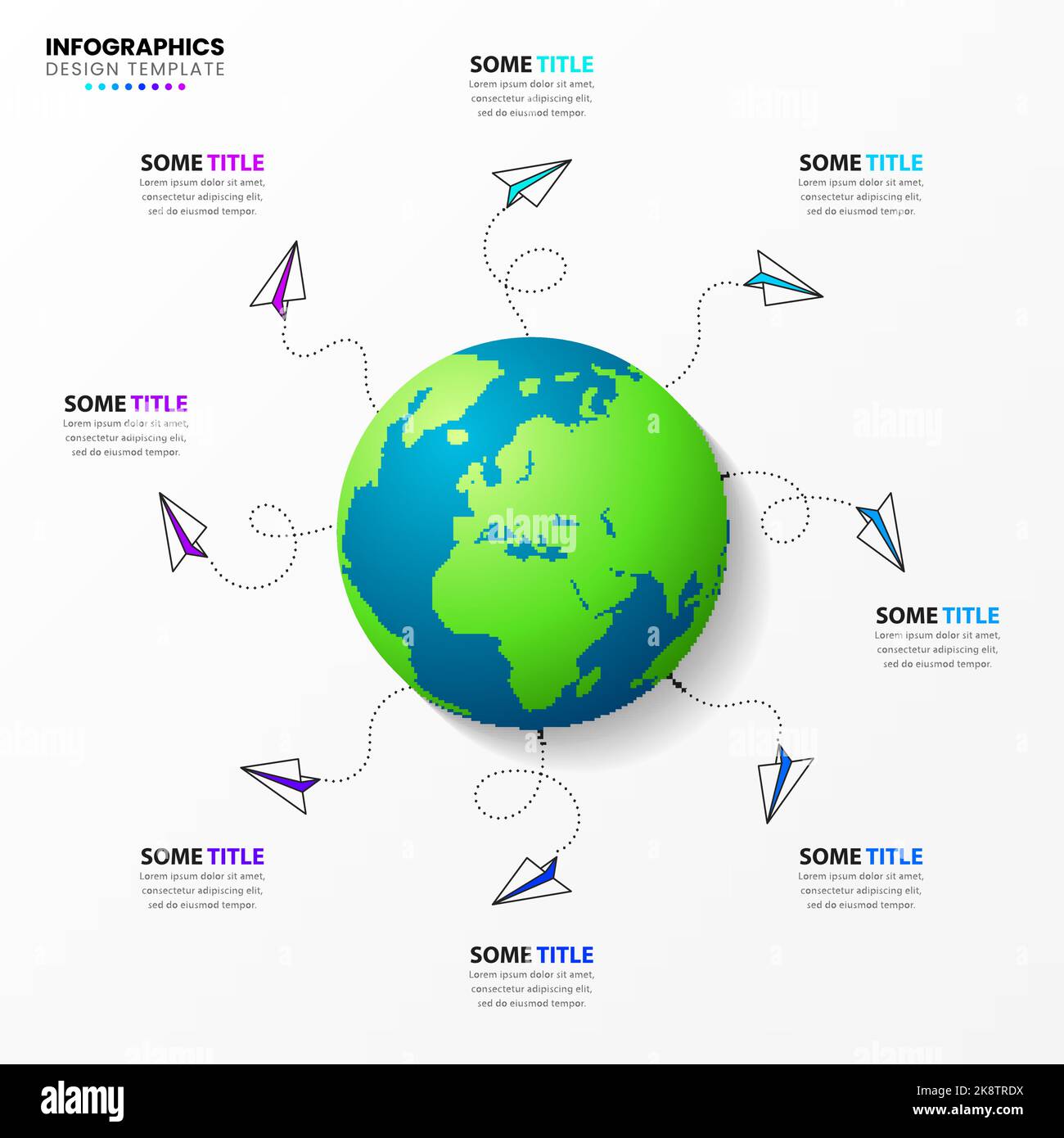 Infographic template with icons and 8 options or steps. Planet. Can be ...