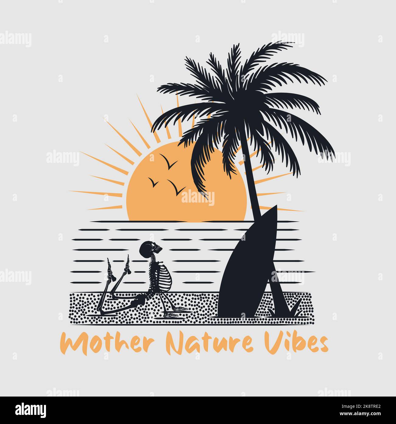 Mother nature vibes. Summer theme design illustration. Editable ...