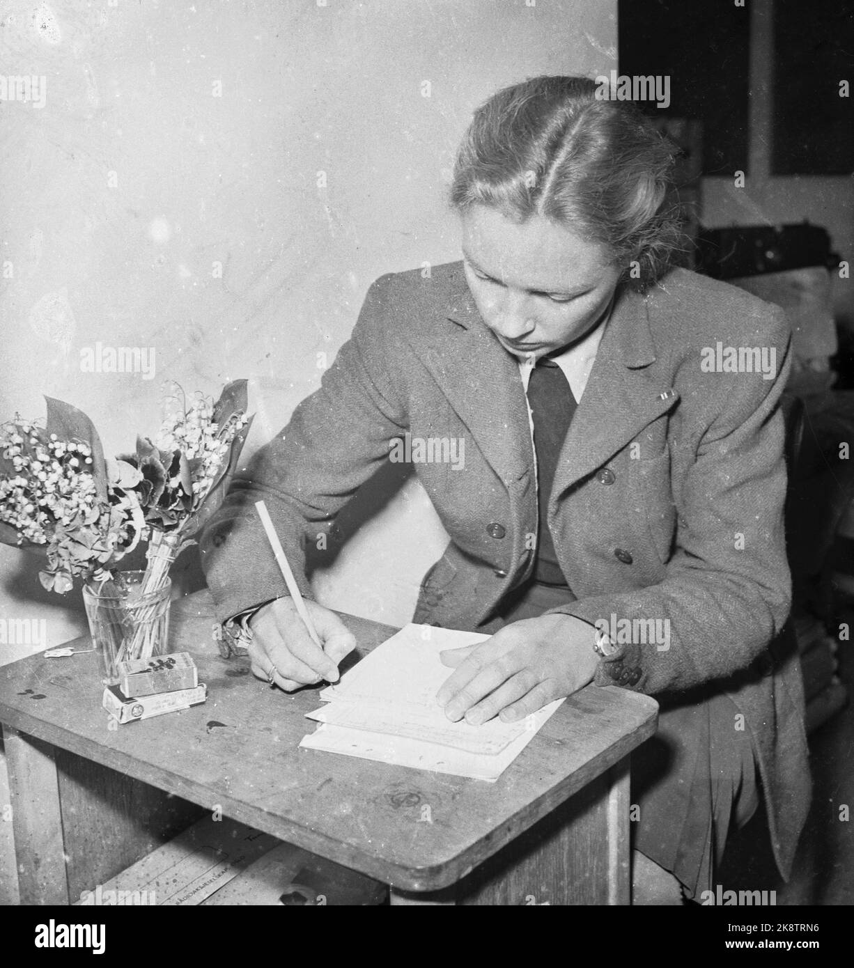 Oslo 19450525 Milorg ladies perform resistance work. Here a woman who ...