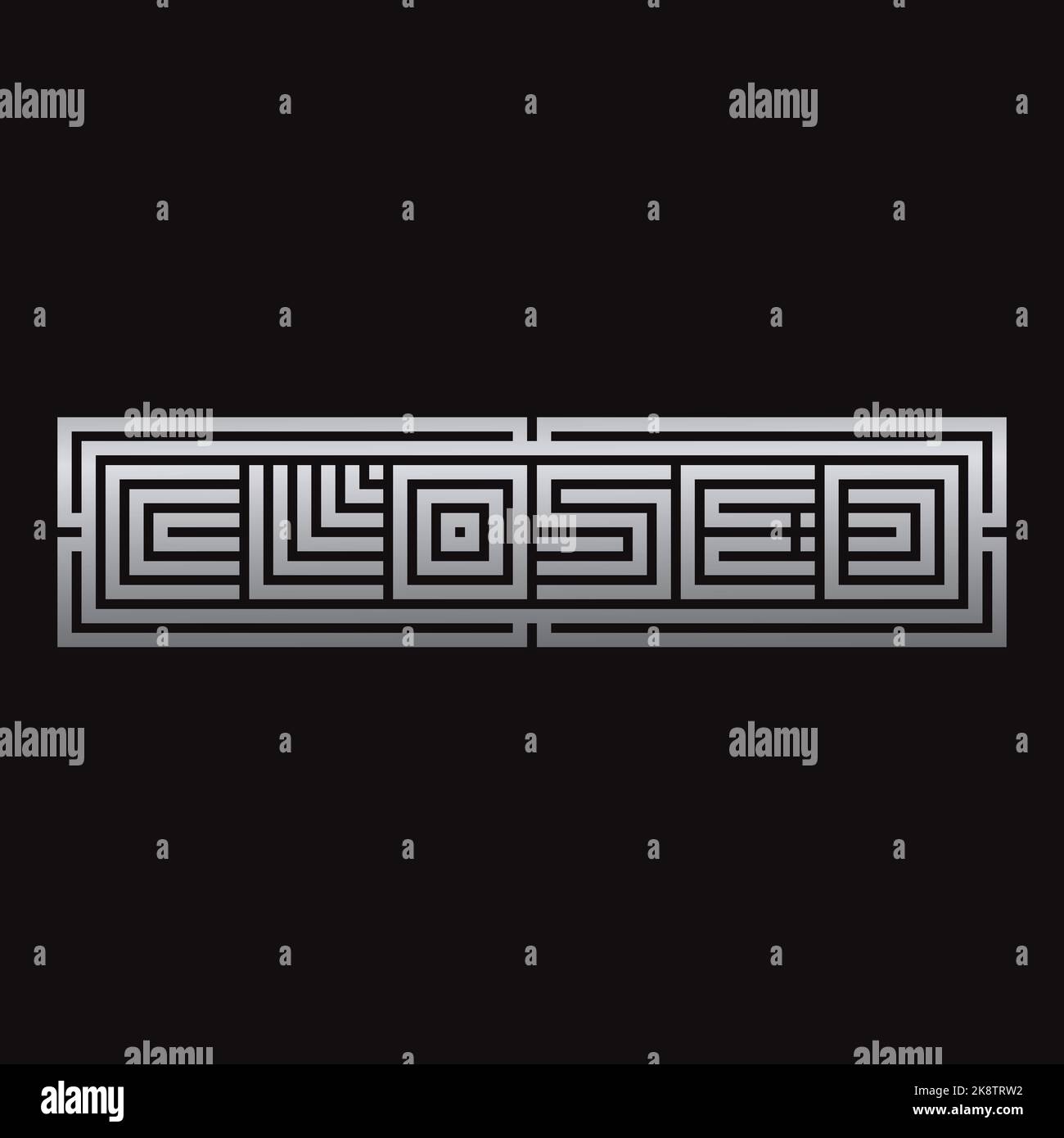 Closed Lettering Maze Typography Design Vector Illustration. Editable ...