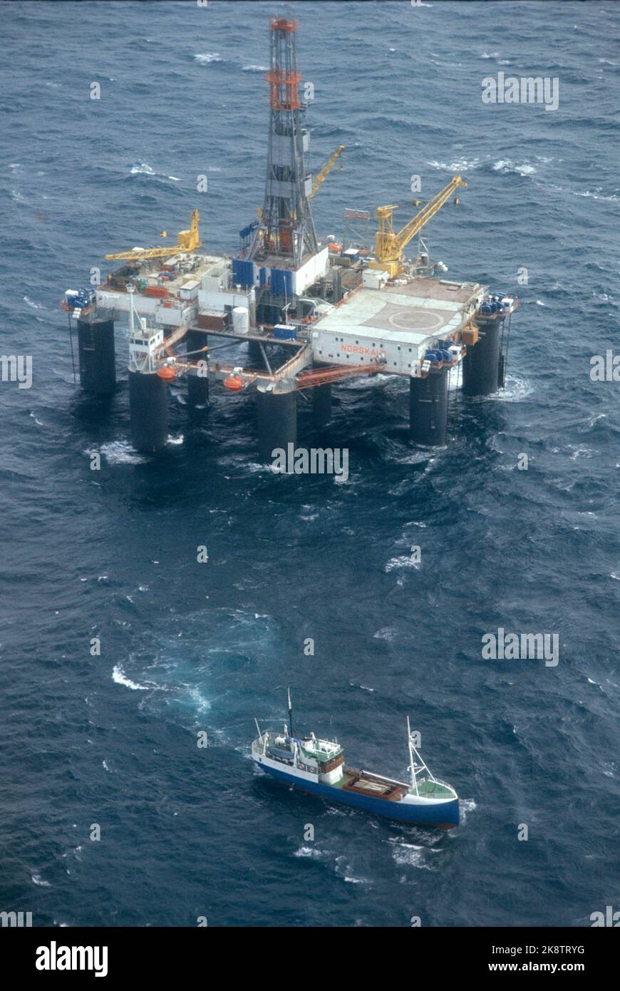 The North Sea June 1974 The Norwegian Oil Boring Platform in the North Sea. Overview image ...