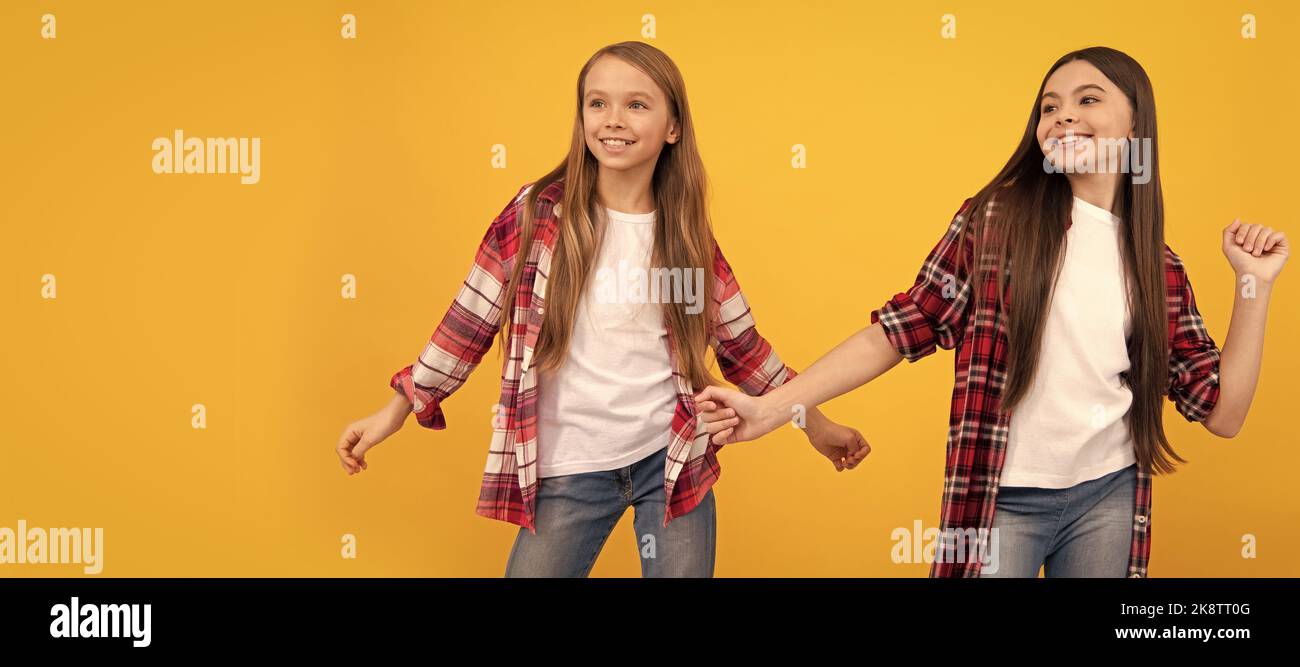 Girl friends. portrait of children friends. express positive emotions ...