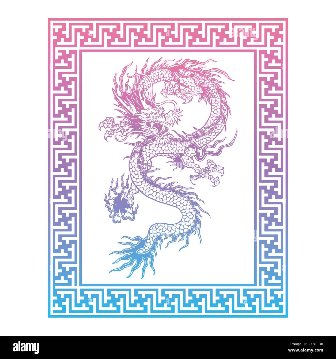 Traditional ancient dragon artwork design. Editable, resizable, EPS 10 ...
