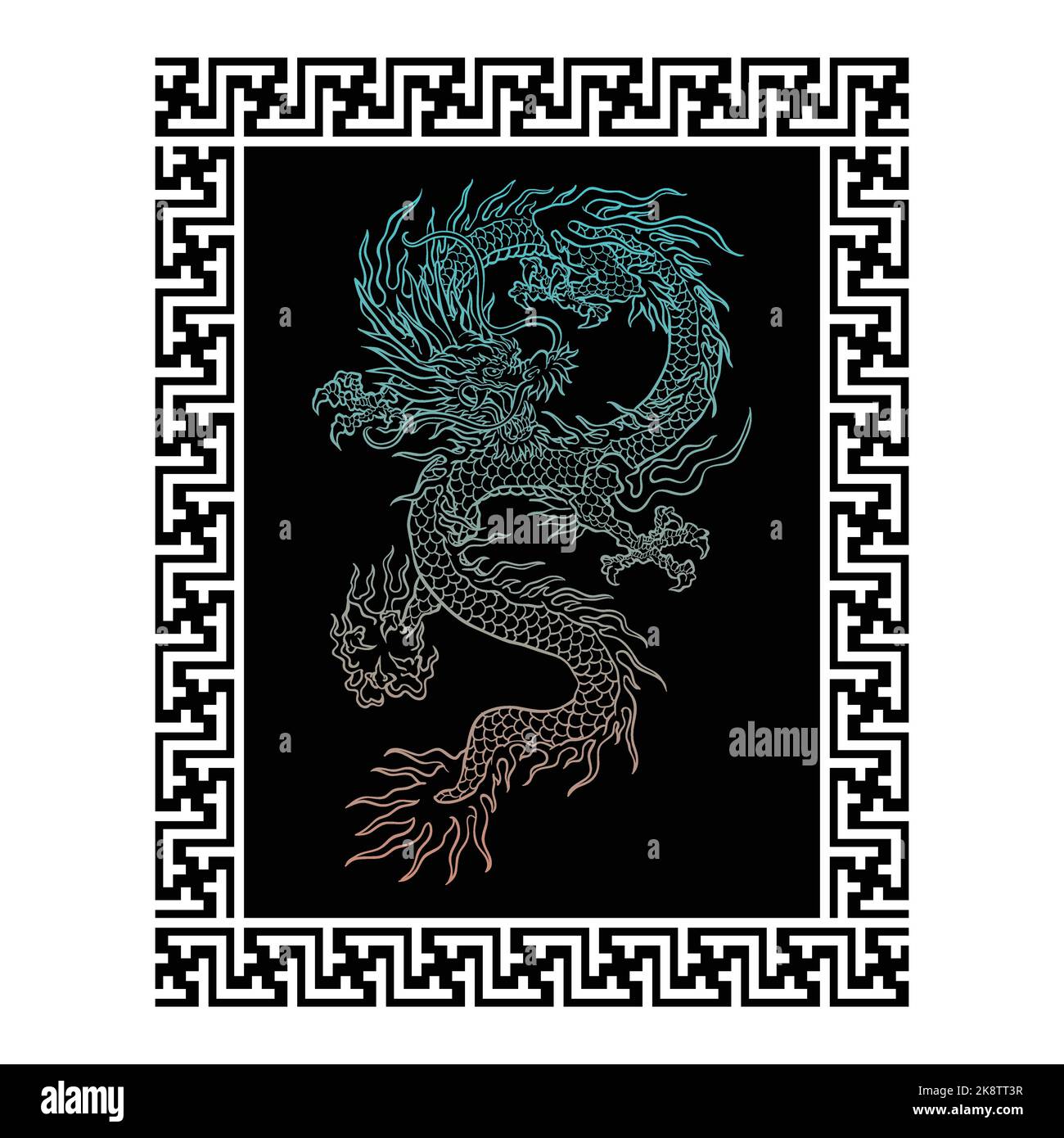Traditional ancient dragon artwork design. Editable, resizable, EPS 10 ...