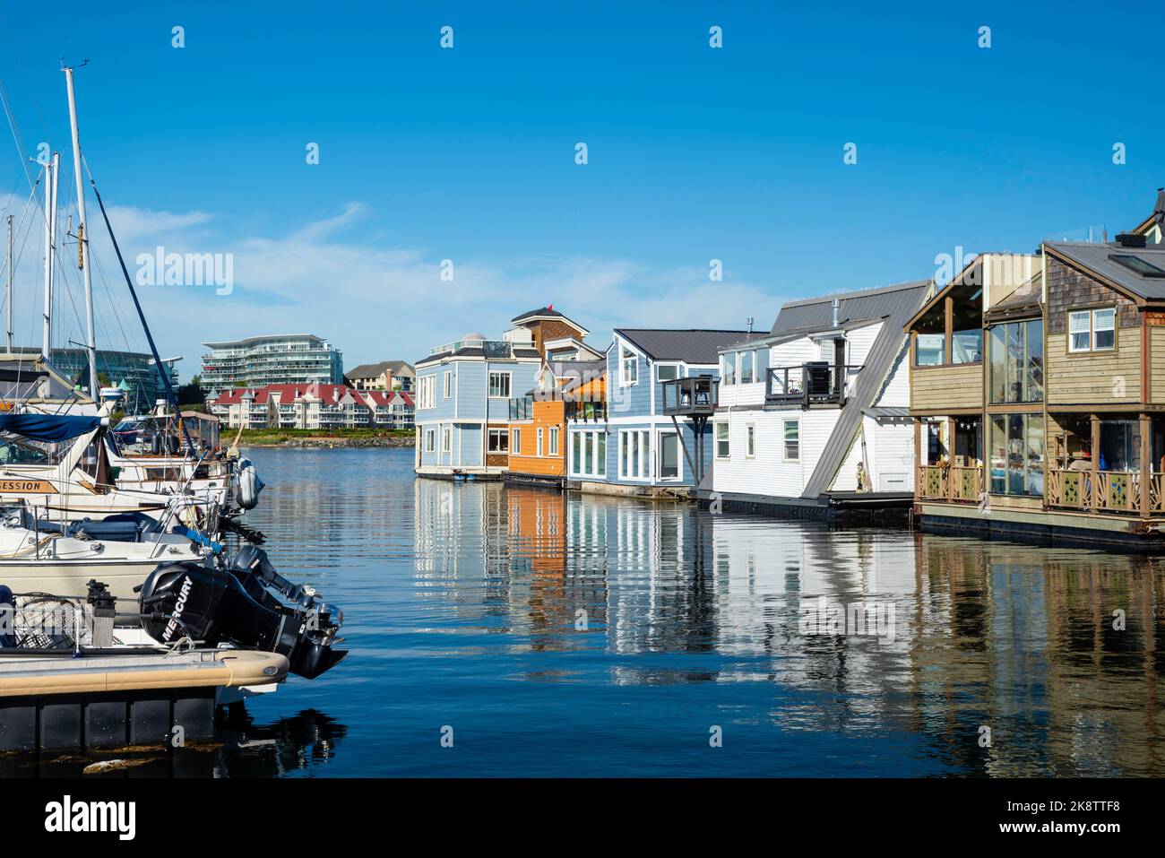 Photograph of floating homes on Victoria's waterfront. Victoria ...