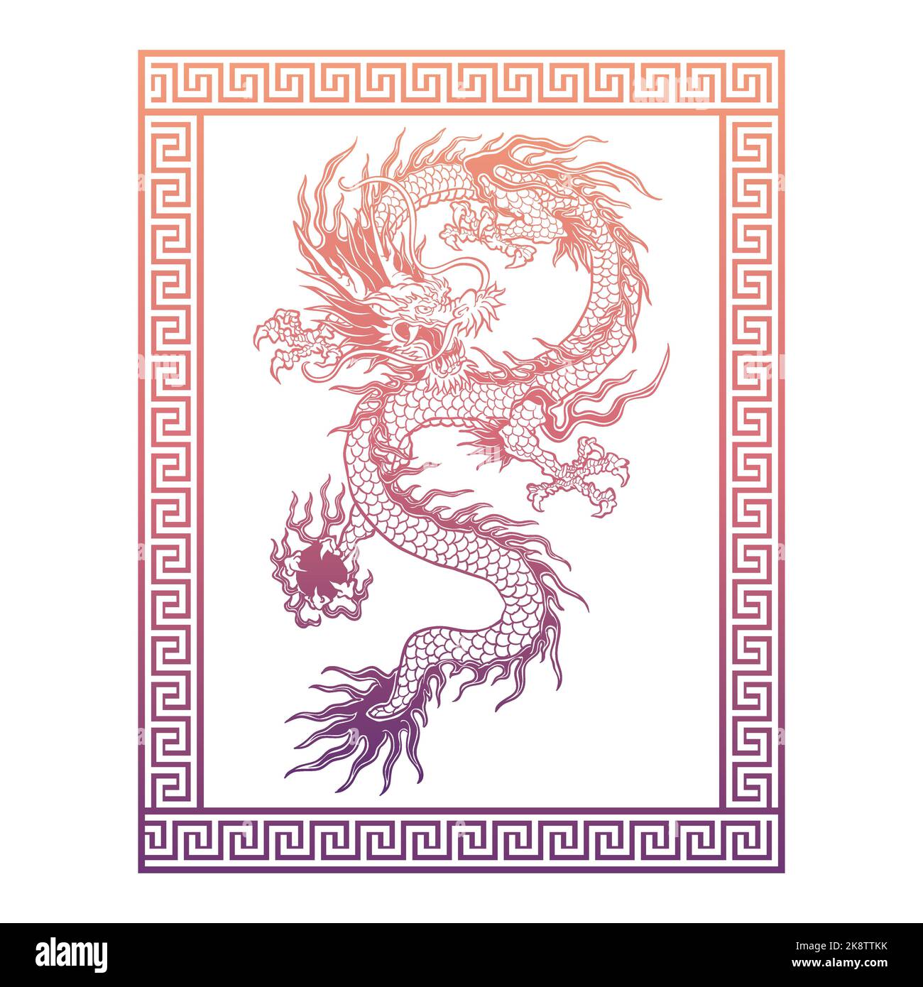 Traditional ancient dragon artwork design. Editable, resizable, EPS 10 ...