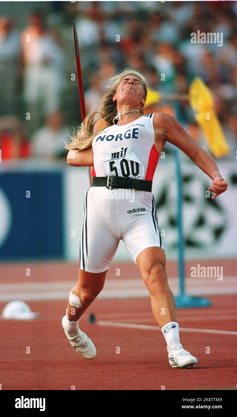World Cup Athletics - Athens 1997 Trine Hattestad in action during the ...