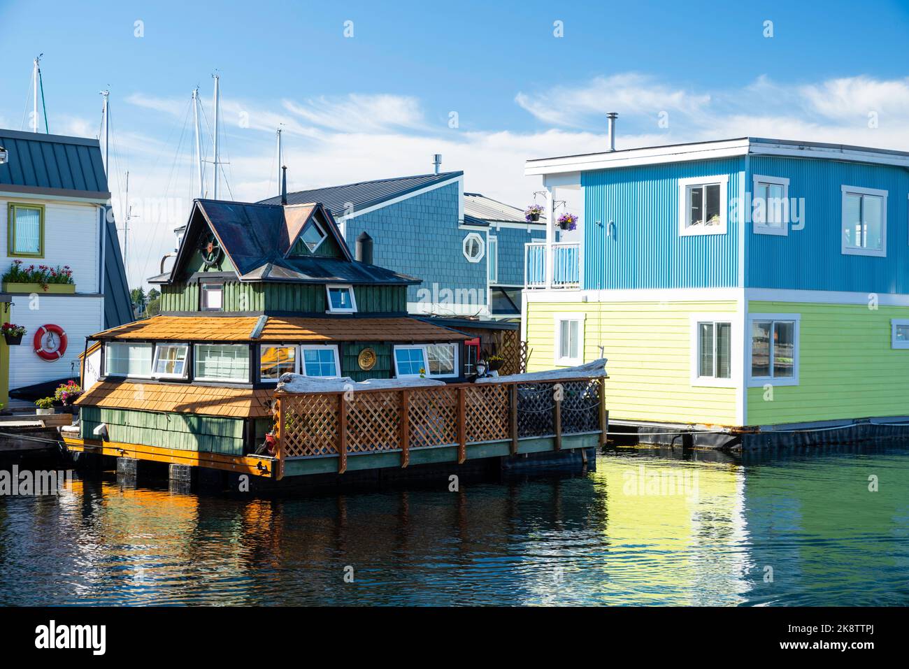 Photograph of floating homes on Victoria's waterfront. Victoria ...