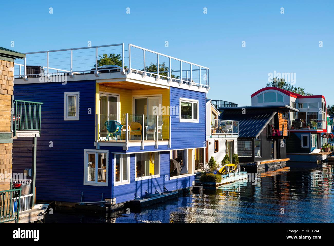 Photograph of floating homes on Victoria's waterfront. Victoria ...