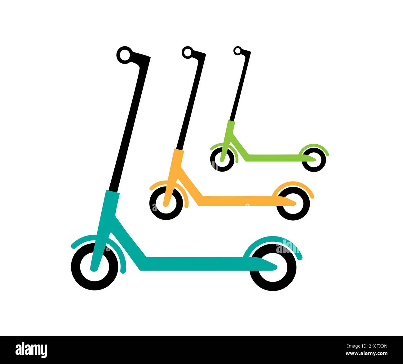 Electric scooters in various colors, vector illustration Stock Vector ...