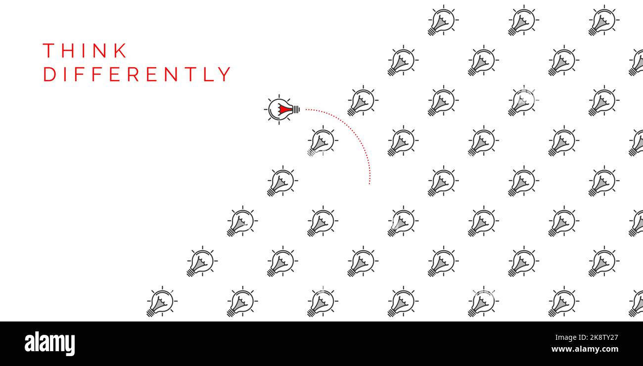 Think differently concept. Bulb changing direction. Vector illustration ...