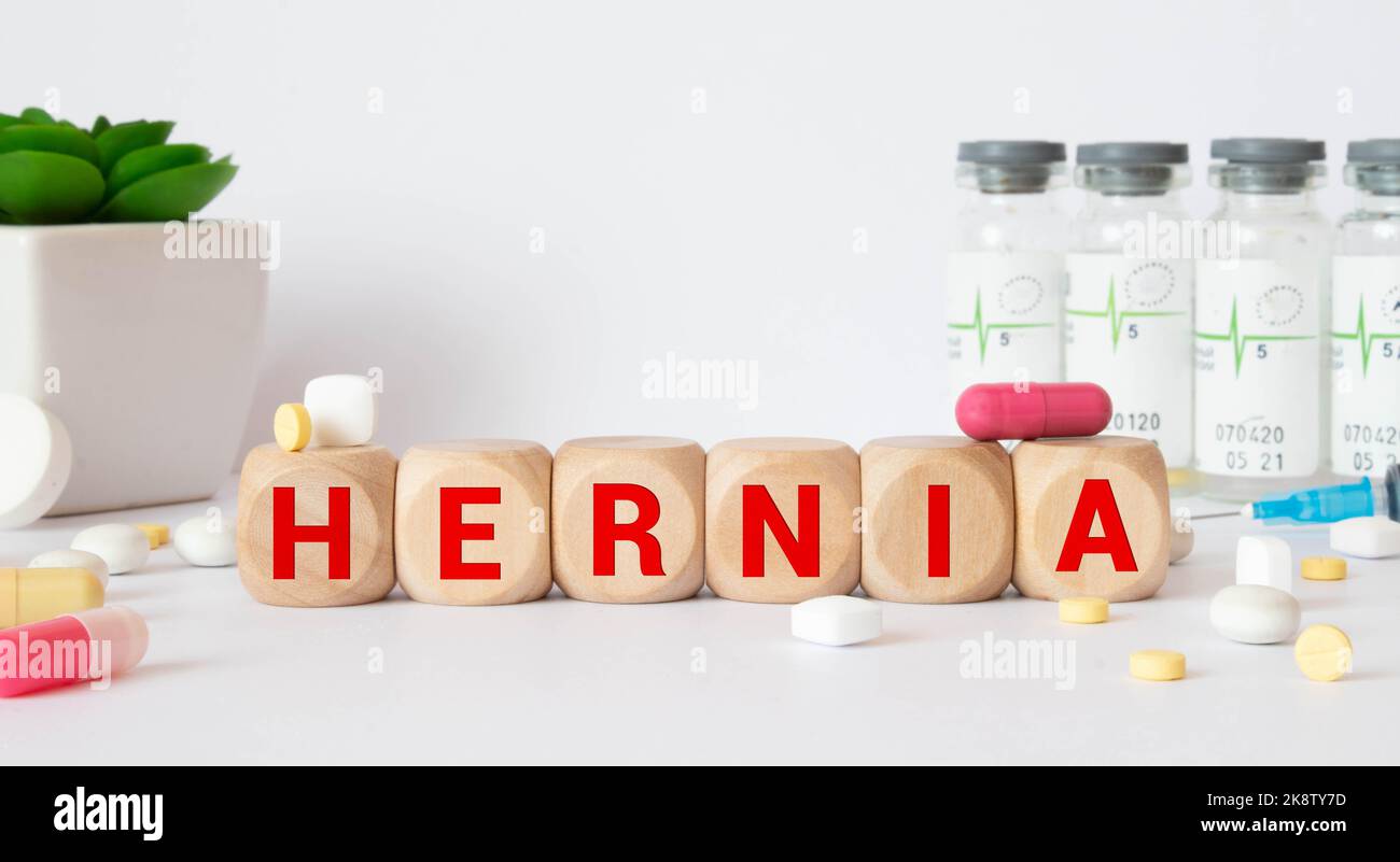Hernia - words from wooden blocks with letters, medical condition ...