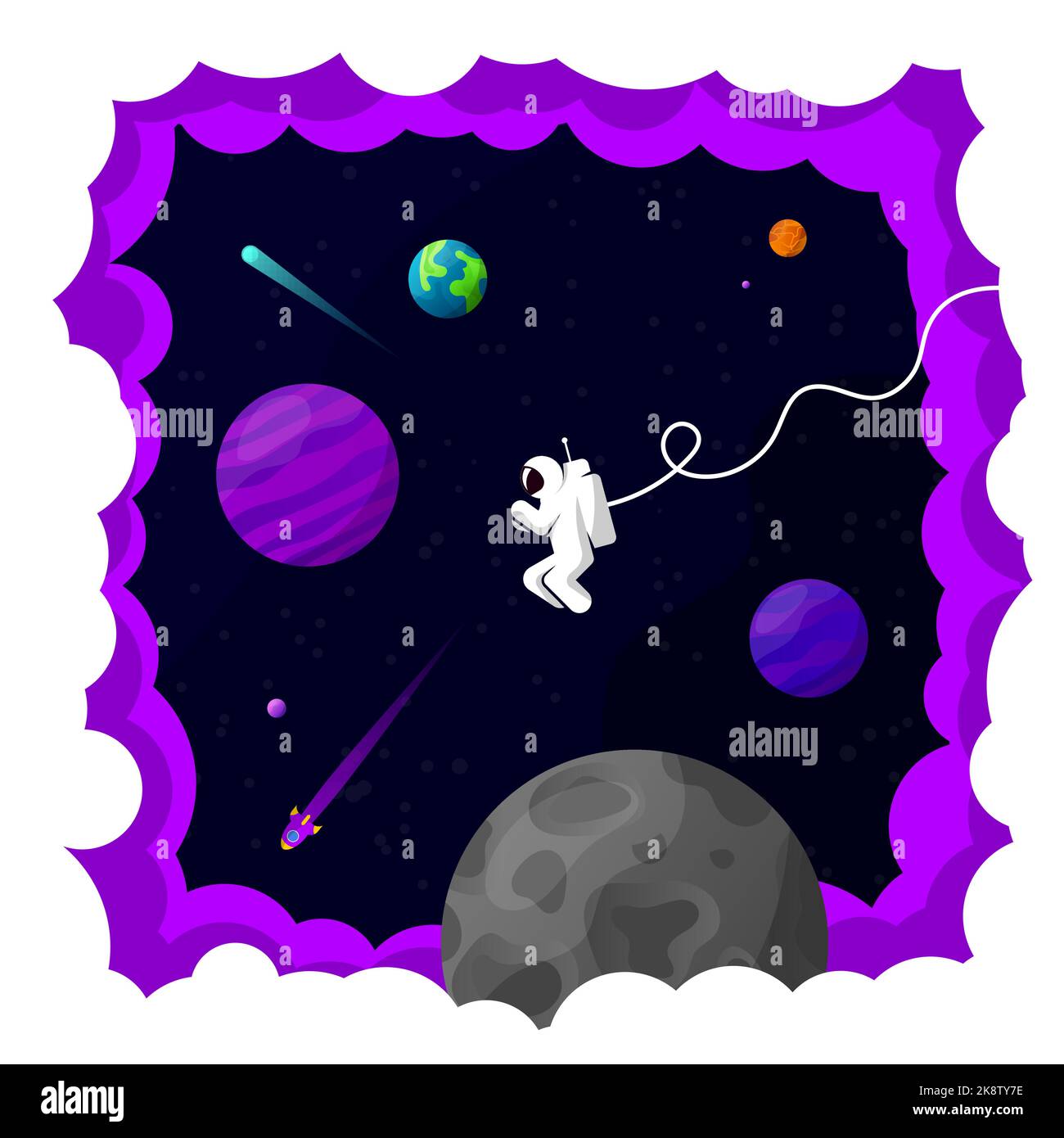 Cosmos design background. Creative concept with astronaut. Vector ...