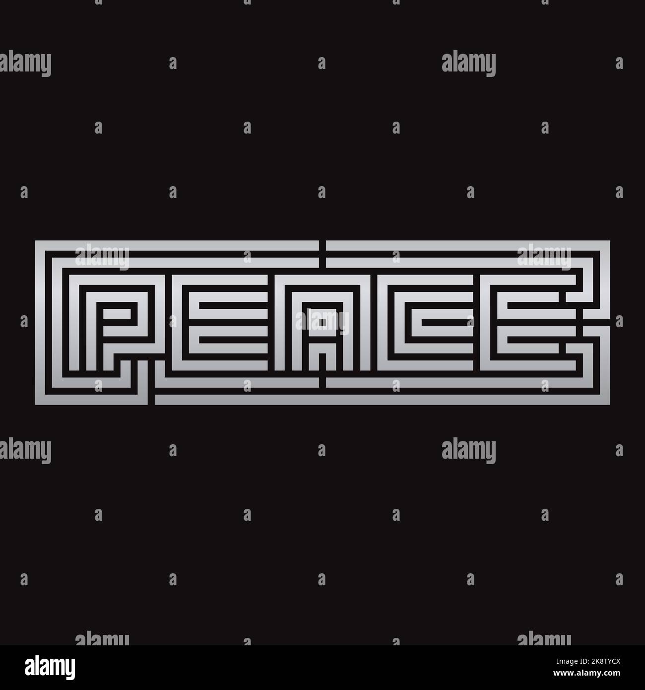 Peace Lettering Maze Typography Design Vector Illustration. Editable ...