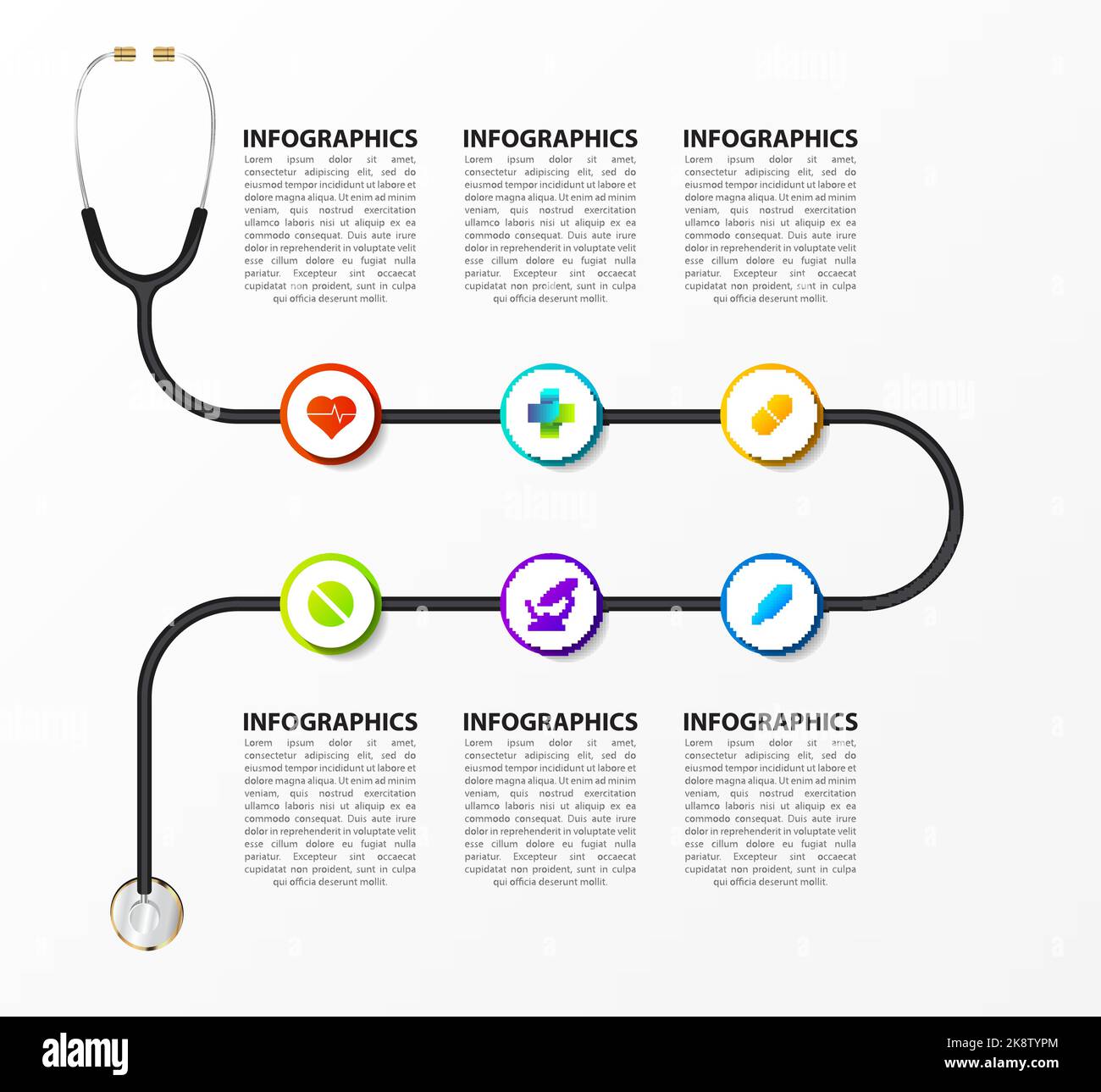 Medical and Health. Infographic design template with stethoscope ...