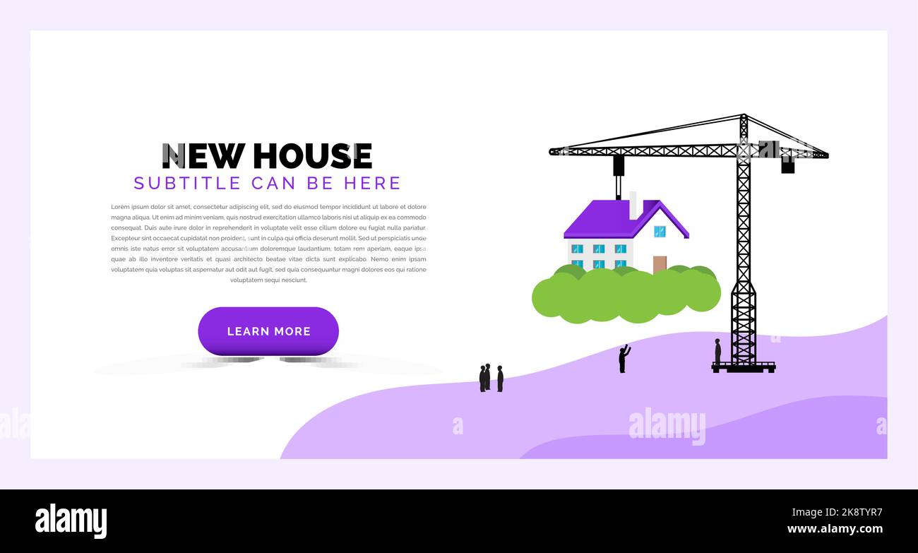 New house concept. Creative template in purple style. Vector ...