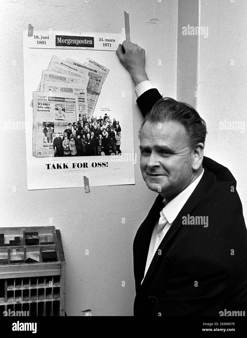 Oslo 19710330 The newspaper Morgenposten goes in. Here editor Leif ...