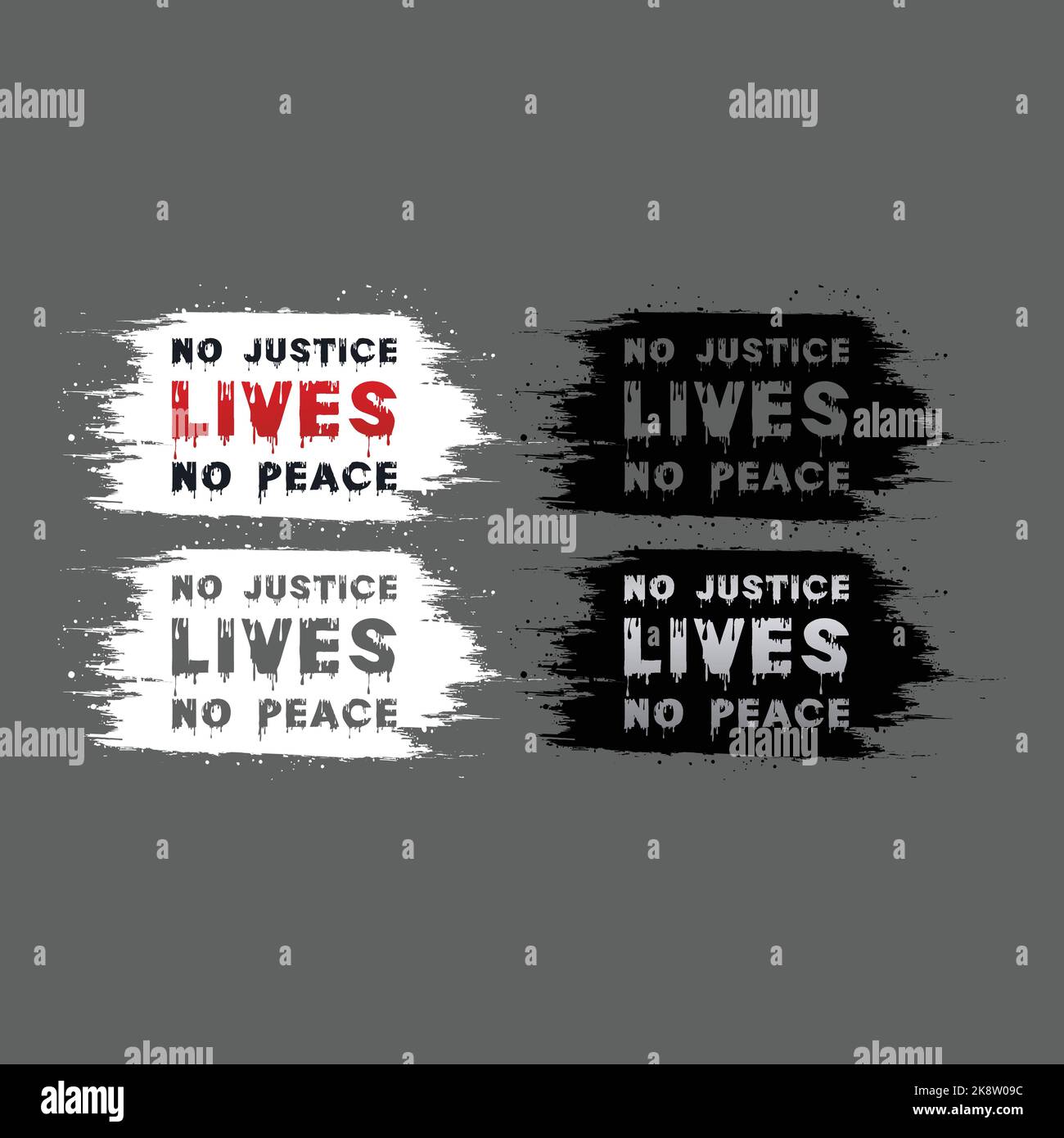 No justice lives no peace. Typography text effect with paint texture ...