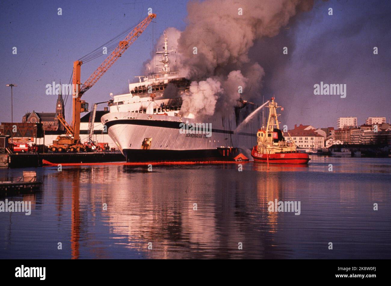 Sweden 19900408 fire on board the passenger ferry hi-res stock ...