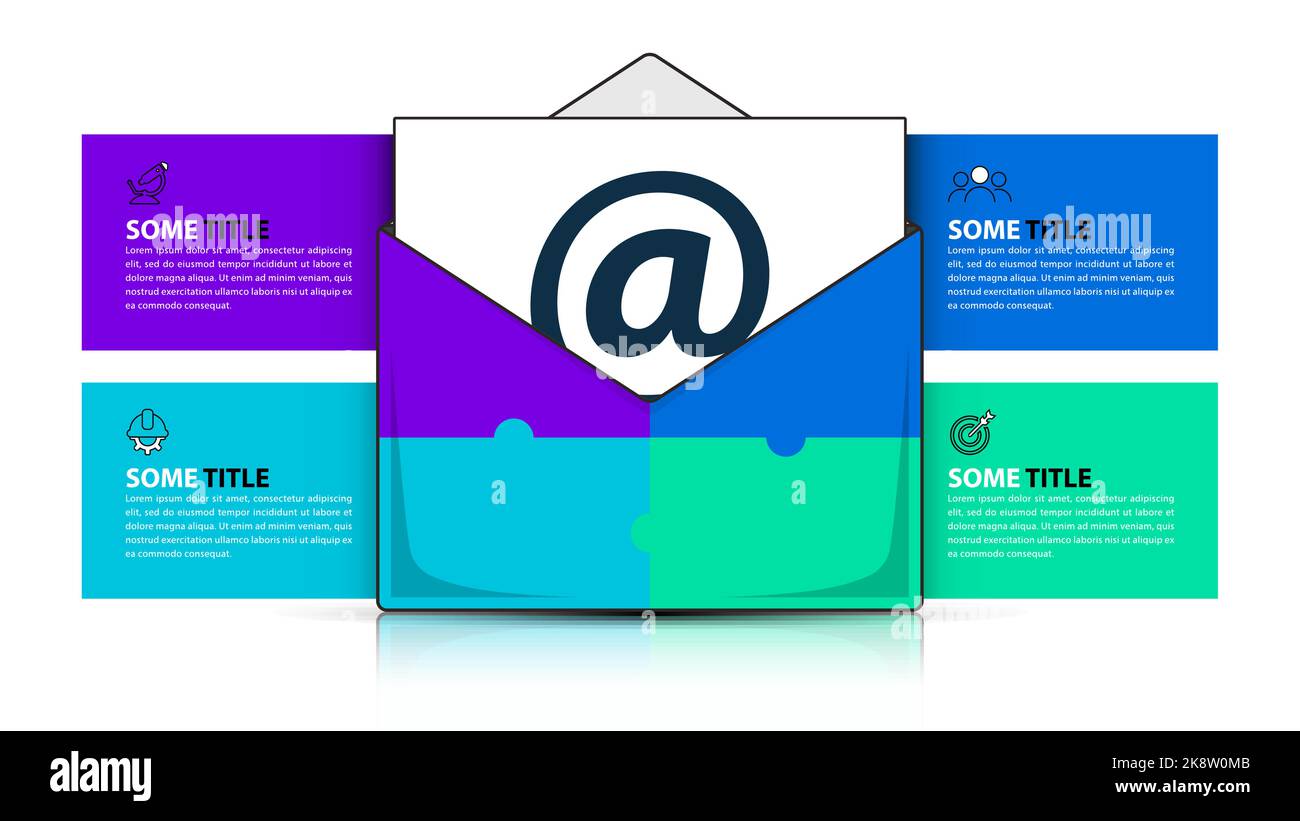 Infographic template with icons and 4 options or steps. Mail. Can be ...